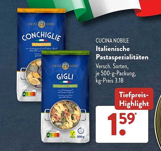 Cucina Nobile Italienische Pastaspezialitäten Angebot bei Aldi Süd - ProspektGuru.de