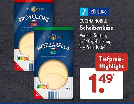 Cucina Nobile Scheibenkäse Angebot bei Aldi Süd