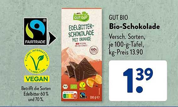 Gut Bio Bio-Schokolade Mit Orange Angebot bei Aldi Süd - ProspektGuru.de
