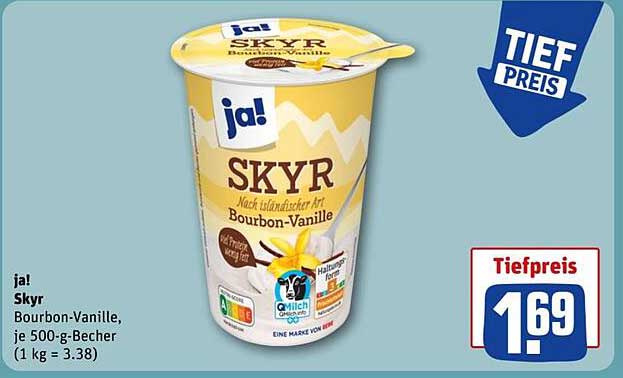 Ja! Skyr Bourbon-Vanille Angebot bei REWE Center - ProspektGuru.de