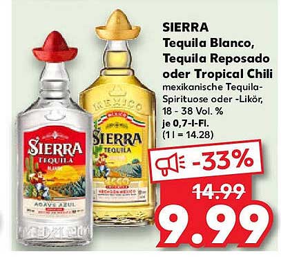Sierra Tequila Blanco, Tequila Reposado Oder Tropical Chili Angebot bei ...