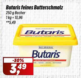 Butaris Feines Butterschmalz 250 G Becher Angebot bei Simmel ...