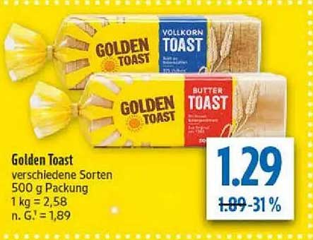 Golden Toast Verschiedene Sorten 500 G Packung Angebot bei AEZ ...