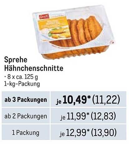 Sprehe Hänchenschnitte Angebot bei METRO
