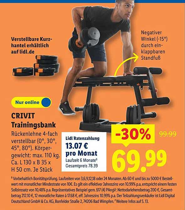 Crivit Trainingsbank Angebot bei Lidl - ProspektGuru.de