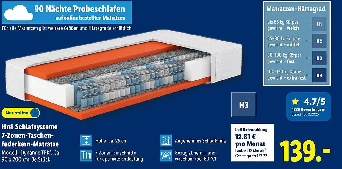 Schãne Hn8 Schlafsysteme 7 Zonen Taschenfederkern Matratze Dynamic Tfk Fotos