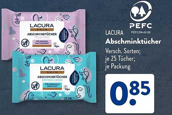 Lacura Abschminktücher Versch. Sorten; Je 25 Tücher; Je Packung Angebot ...
