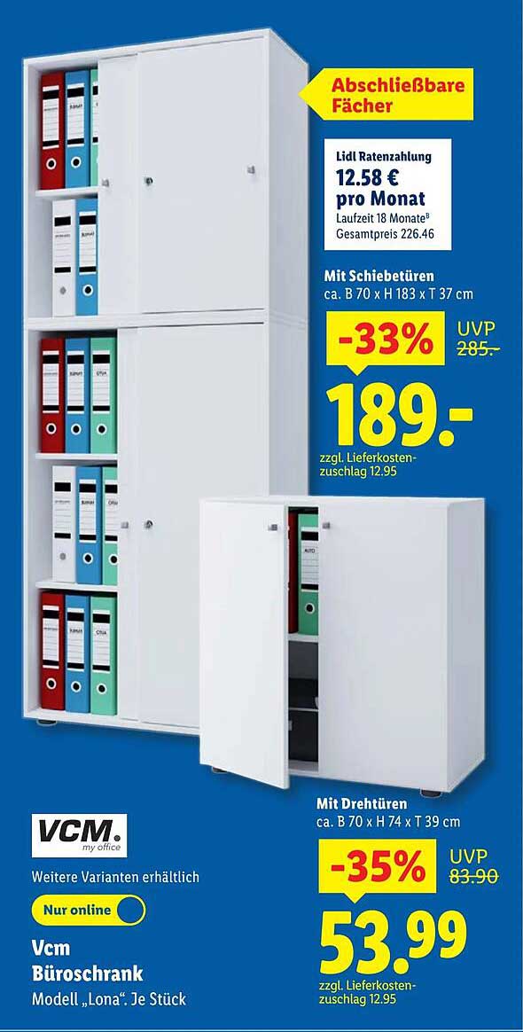 Vcm Büroschrank Modell „Lona“. Je Stück Angebot bei Lidl - ProspektGuru.de