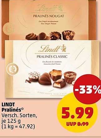 Lindt Pralinés* Versch. Sorten, Je 125 G Angebot bei Penny ...