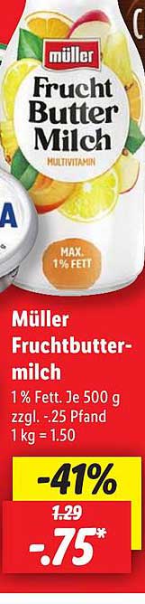 Müller Fruchtbuttermilch Angebot bei Lidl