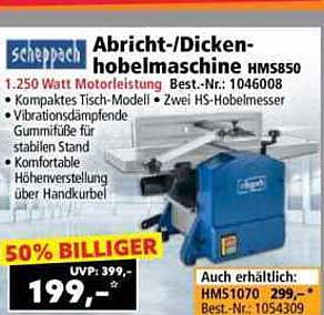 Scheppach Abricht-/Dickenhobelmaschine Hms850 Angebot bei Norma ...