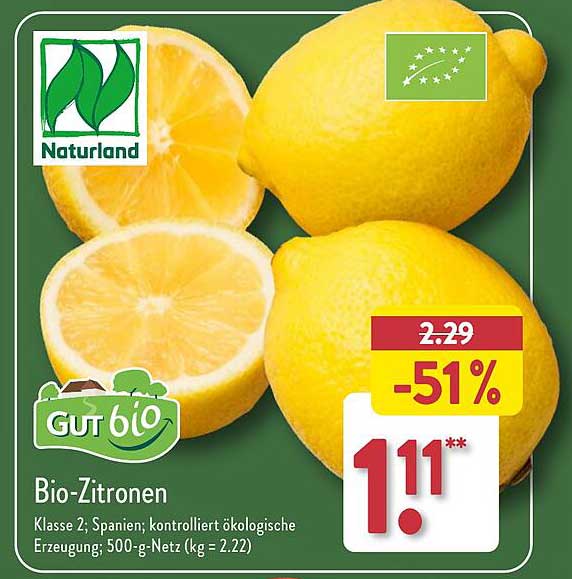 Bio-Zitronen Angebot bei Aldi Nord