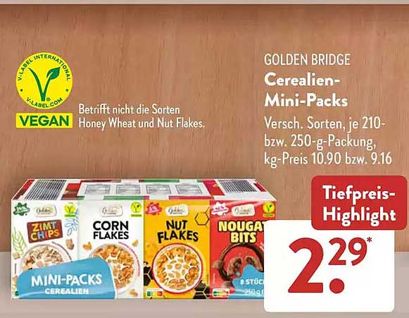 Golden Bridge Cerealien-Mini-Packs Angebot bei Aldi Süd - ProspektGuru.de