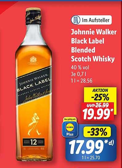 Johnnie Walker Black Label Blended Scotch Whisky Angebot bei Lidl