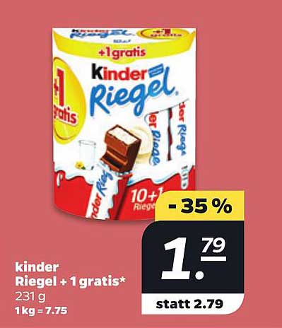 Kinder Riegel + 1 Gratis* Angebot bei NETTO - ProspektGuru.de