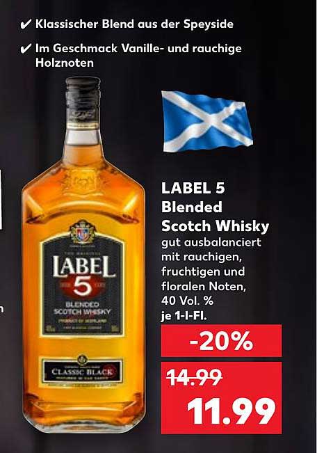 Label 5 Blended Scotch Whisky Angebot bei Kaufland