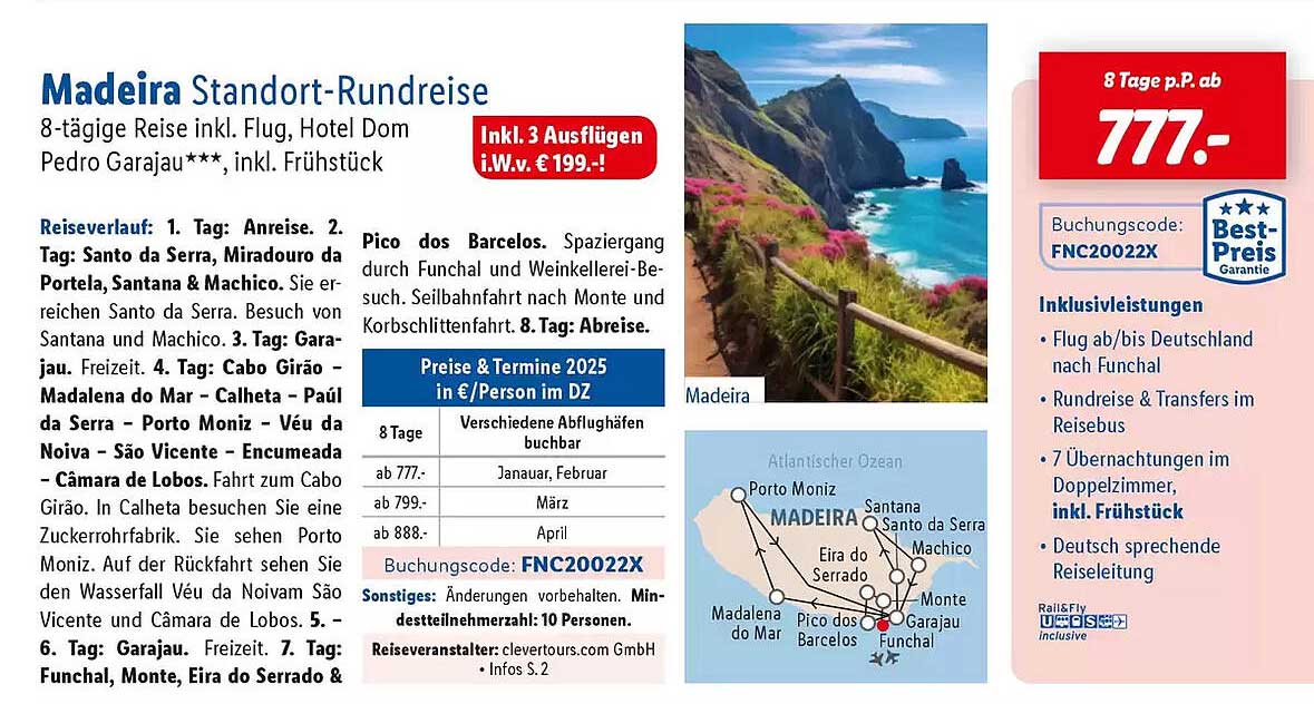 Madeira Standort-Rundreise Angebot bei Lidl