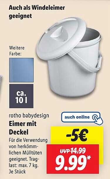 Rotho Babydesign Eimer Mit Deckel Angebot bei Lidl