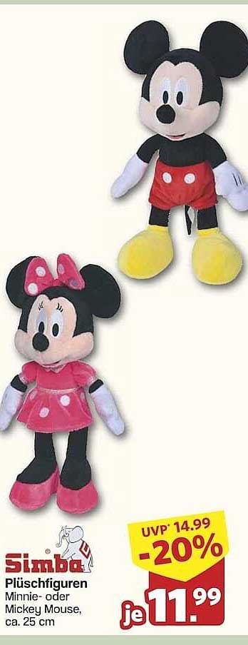 Simba Plüschfiguren Minnie- Oder Mickey Mouse, Ca. 25 Cm Angebot bei ...