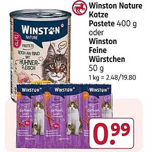Winston Nature Katze Pastete 400 G Oder Winston Feine Würstchen 50 G ...