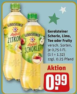 Gerolsteiner Schorle, Limo, Tee Oder Fruity Angebot bei REWE