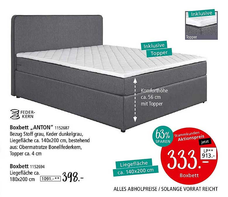 Boxbett „Anton“ Mit Topper Angebot bei Zurbrüggen - ProspektGuru.de