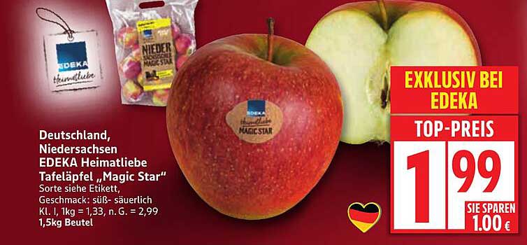Edeka Heimatliebe Tafeläpfel "Magic Star" Angebot bei Edeka ...