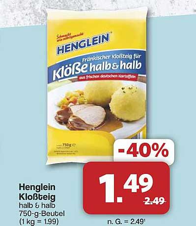 Henglein Fränkischer Kloßteig Für Klöße Halb & Halb 750 G Angebot bei ...