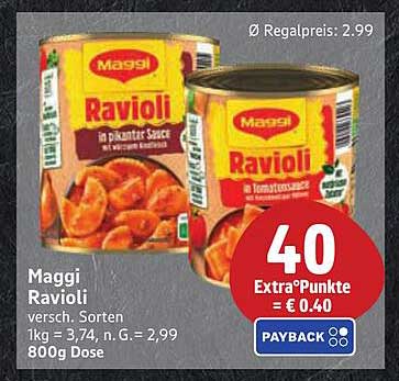 Maggi Ravioli In Verschiedenen Sorten 800G Dose Angebot bei Feneberg ...