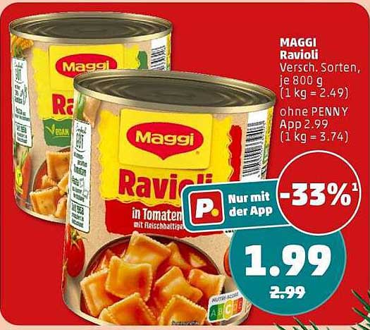 Maggi Ravioli Verschiedene Sorten 800 G Dose Angebot bei AEZ ...