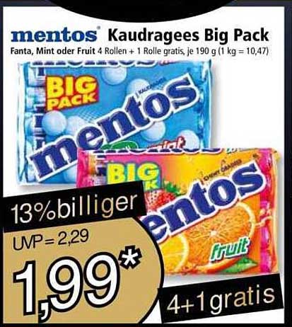 Mentos Kaudragees Big Pack – Fanta, Mint Oder Fruit Angebot bei Norma ...