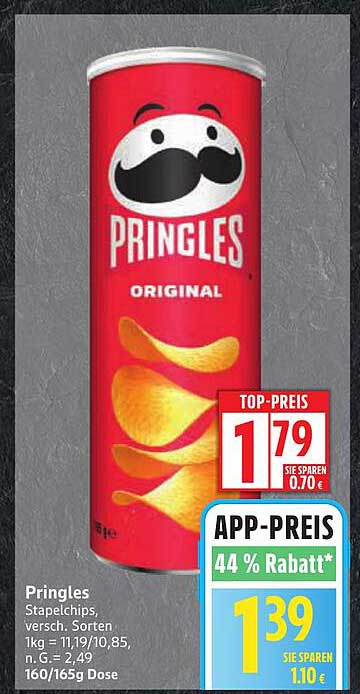 Pringles Original Und Andere Sorten – 160G-165G Dose Angebot bei K+K ...