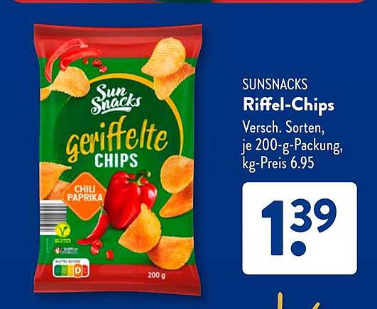 Sun Snacks Riffel-Chips - Chili Paprika Angebot bei Aldi Süd ...