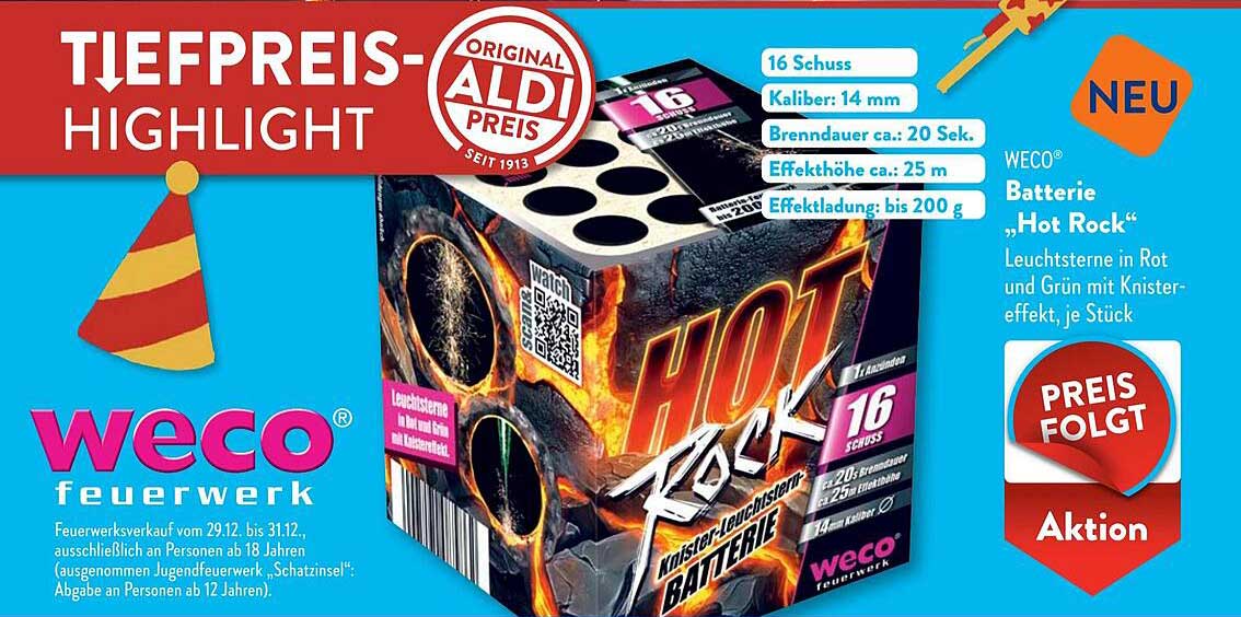 Weco® Batterie „Hot Rock“ Angebot bei Aldi Süd - ProspektGuru.de