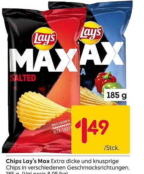 Chips Lay's Max Extra Dicke Und Knusprige Chips In Verschiedenen ...
