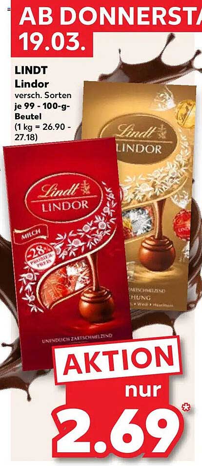 Lindt Lindor Versch. Sorten Je 99 - 100-G-Beutel Angebot bei Kaufland ...