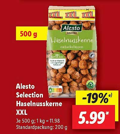 Alesto Selection Haselnüsse Xxl 500 G Angebot bei Lidl