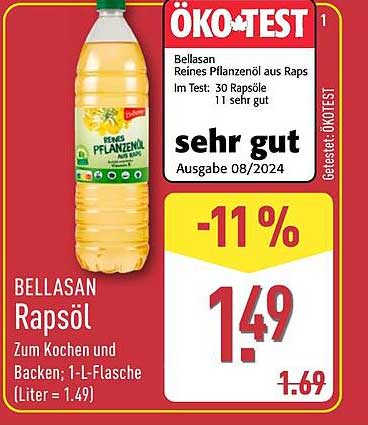 Bellasan Rapsöl 1-Liter-Flasche Angebot bei Aldi Nord - ProspektGuru.de
