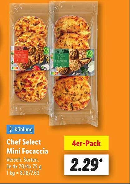 Chef Select Mini Focaccia 4Er-Pack Angebot bei Lidl