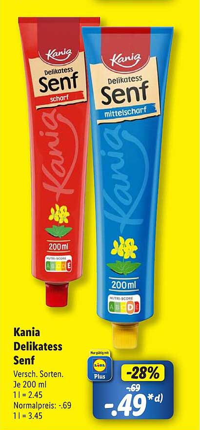 Kania Delikatess Senf In Verschiedenen Sorten Angebot bei Lidl