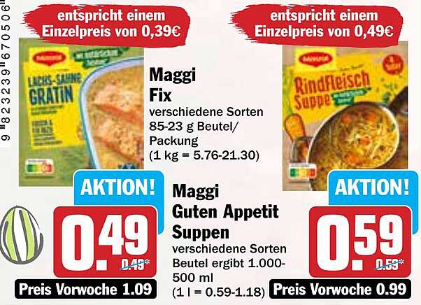 Maggi Fix - Verschiedene Sorten 85-23 G Beutel/Packung Angebot bei Hit ...