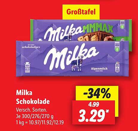 Milka Schokolade Verschiedene Sorten Angebot bei Lidl