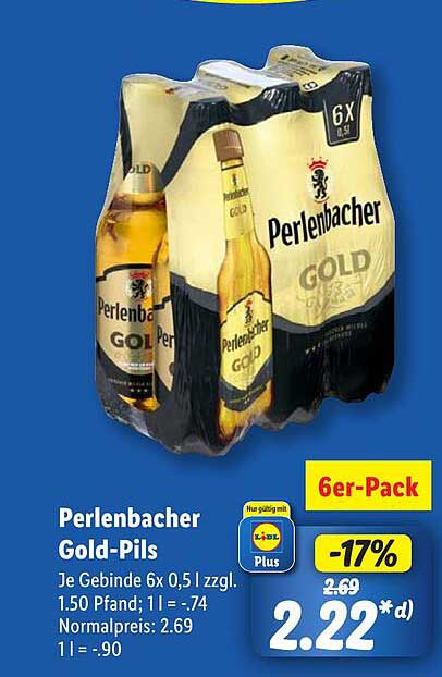 Perlenbacher Gold-Pils 6Er-Pack Angebot bei Lidl