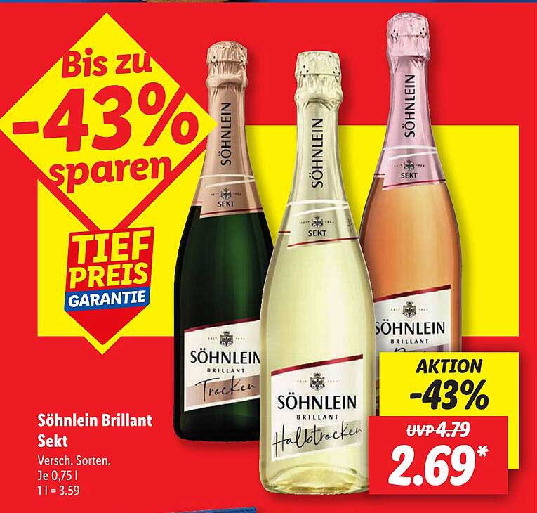 Söhnlein Brillant Sekt - Verschiedene Sorten, 0,75 L Angebot bei Lidl