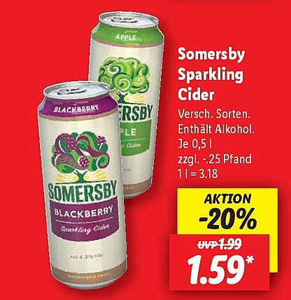 Somersby Sparkling Cider - Verschiedene Sorten Angebot bei Lidl