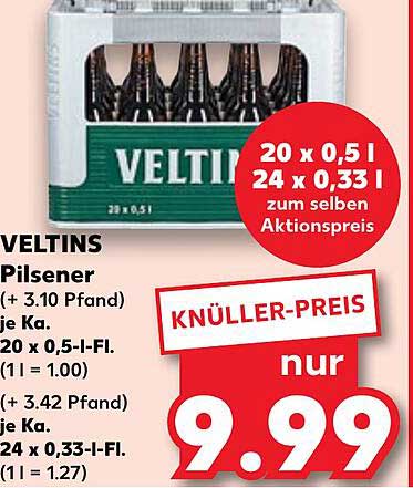 Veltins Pilsener - 20 X 0,5 L Aktionspreis Angebot bei Kaufland