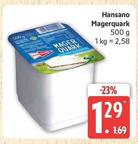 Hansano Magerquark 500 G Angebot bei Marktkauf - ProspektGuru.de