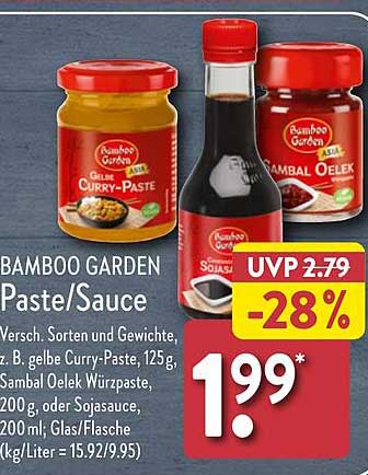 Bamboo Garden Paste/Sauce Angebot bei Aldi Nord - ProspektGuru.de