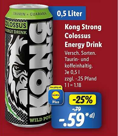 Kong Strong Colossus Energy Drink Angebot bei Lidl