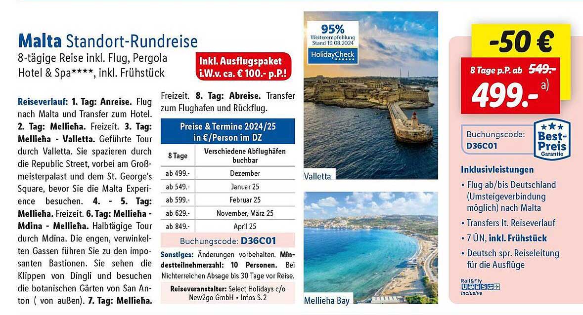 Malta Standort-Rundreise Angebot bei Lidl - ProspektGuru.de